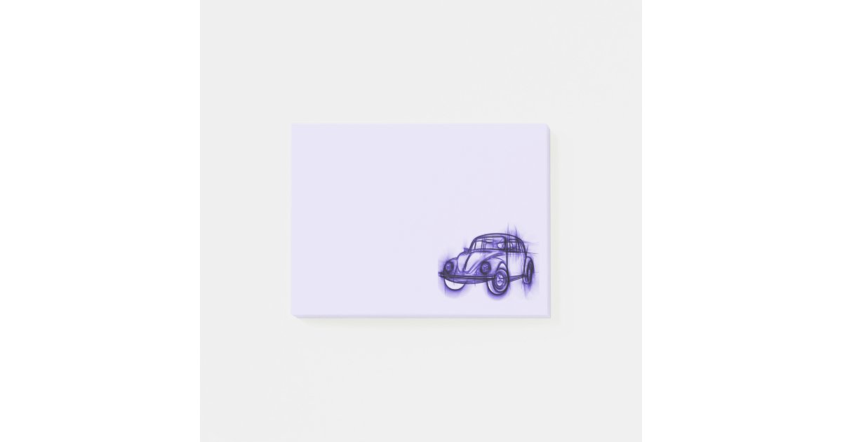 Cute Car Sketch in Purple Post-it Notes | Zazzle