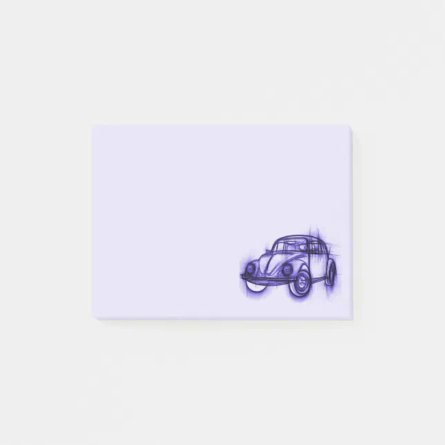 Cute Car Sketch in Purple Post-it Notes | Zazzle