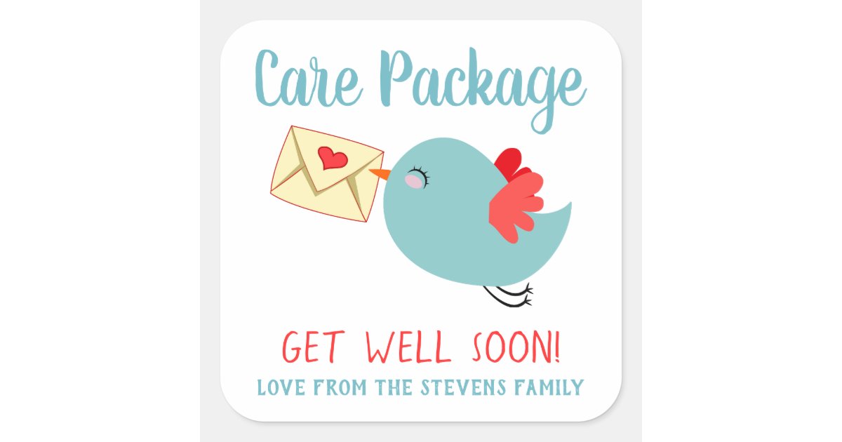 Cute Care Package Square Sticker | Zazzle
