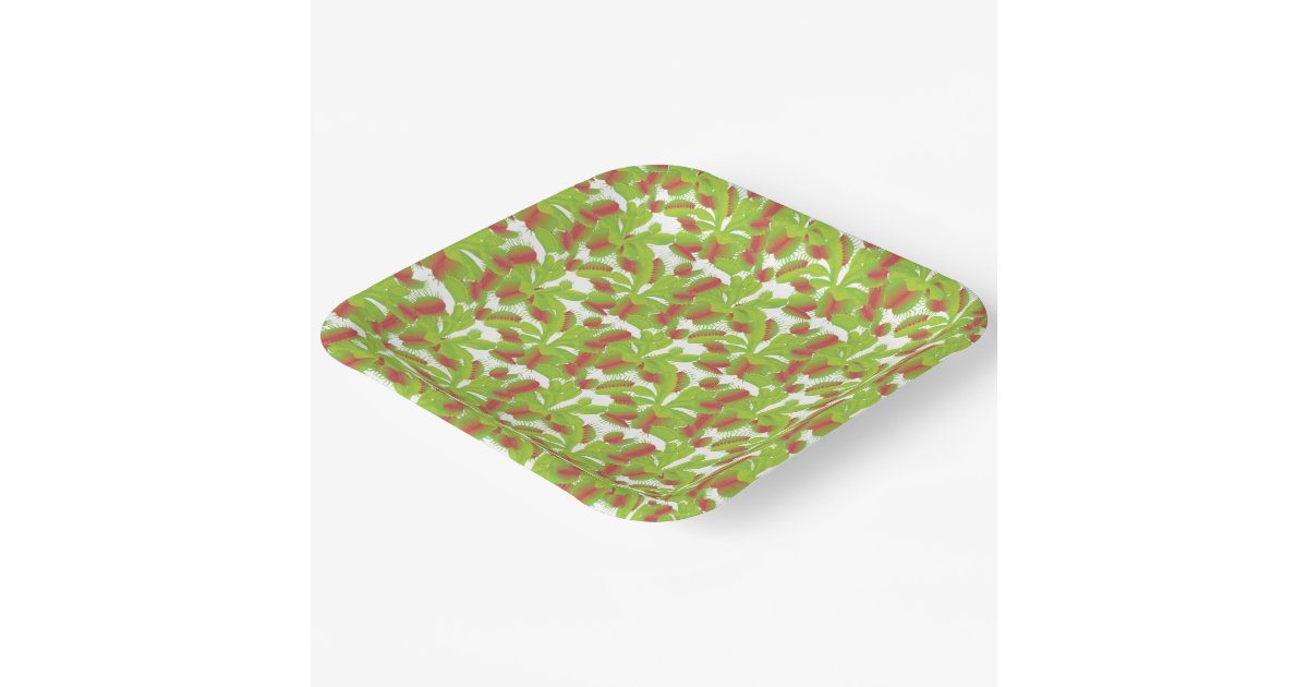 Cute Carnivorous Venus Flytrap Pattern Paper Plates | Zazzle
