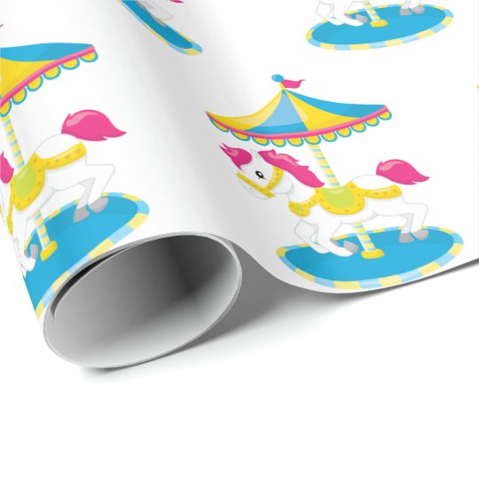 Cute Carousel horse theme park party wrap Wrapping Paper | Zazzle.com