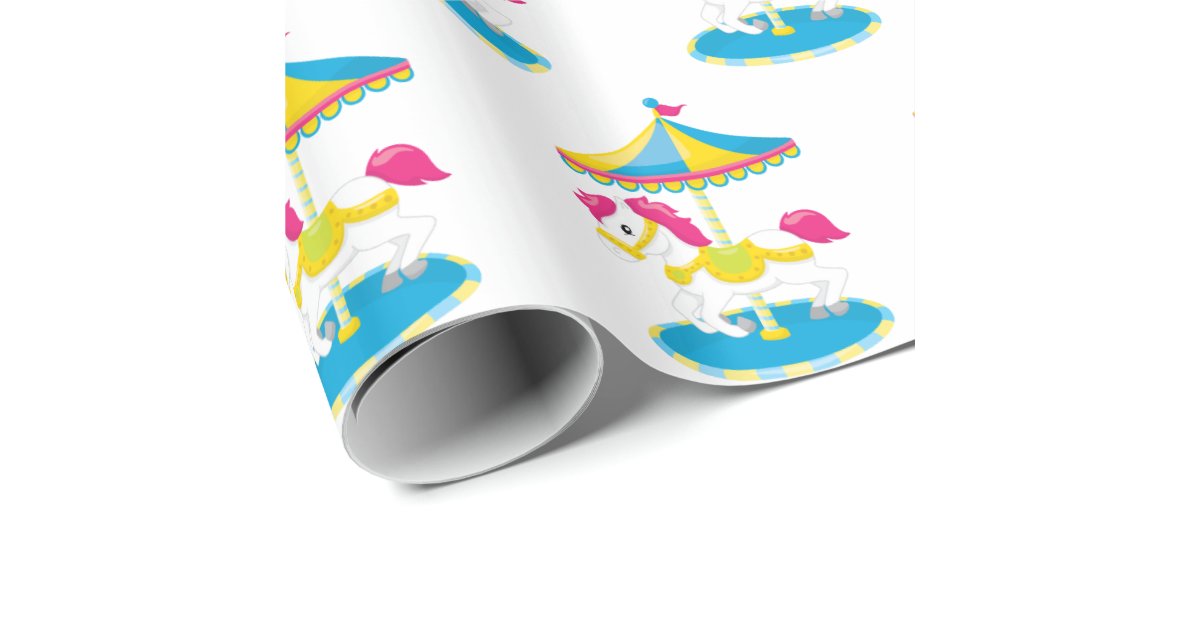 Cute Carousel horse theme park party wrap Wrapping Paper | Zazzle.com
