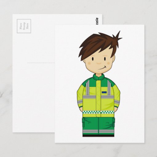 Cute Cartoon Ambulance EMT Postcard | Zazzle