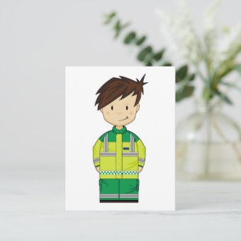 Cute Cartoon Ambulance EMT Postcard | Zazzle