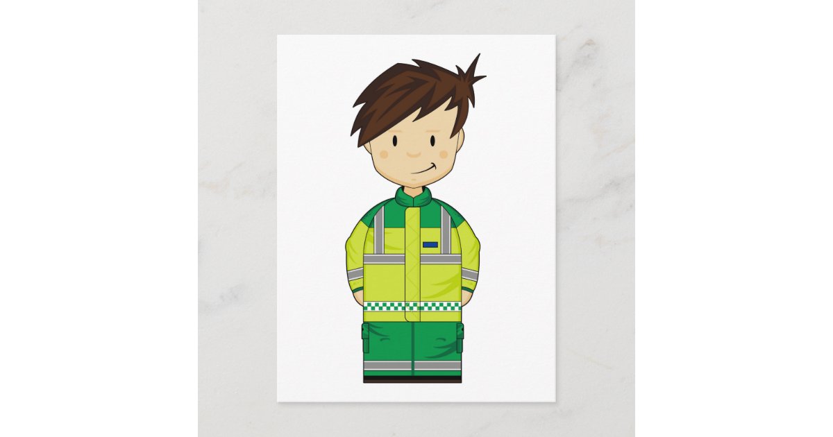 Cute Cartoon Ambulance EMT Postcard | Zazzle