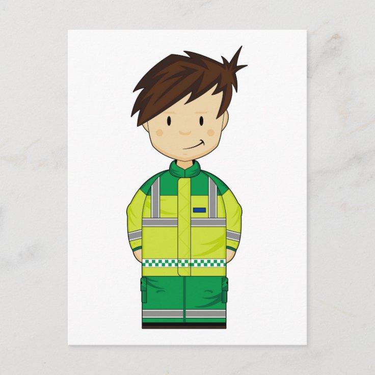 Cute Cartoon Ambulance EMT Postcard | Zazzle