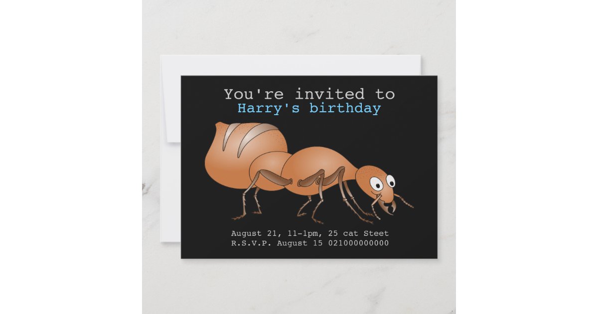Cute Cartoon Ant Invitation | Zazzle