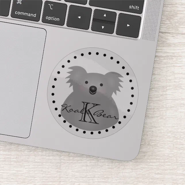 Cute Cartoon Australia Koala Bear Monogram Round Sticker | Zazzle