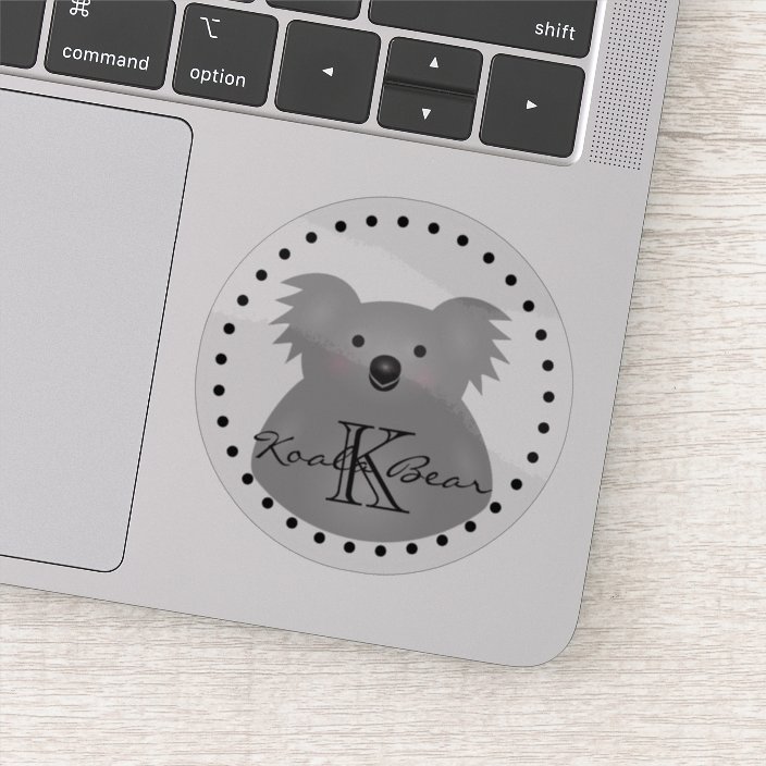 Cute Cartoon Australia Koala Bear Monogram Round Sticker | Zazzle.com