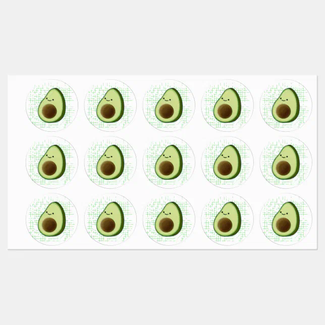 Cute Cartoon Avocado On Distressed Background Kids' Labels | Zazzle