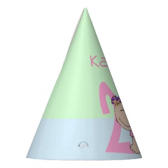 Cute Cartoon Baby Girl 2nd Birthday Party Hat | Zazzle