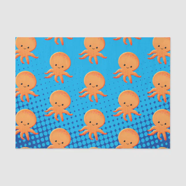Cute Cartoon Baby Octopus Blue Ocean Tissue Paper | Zazzle