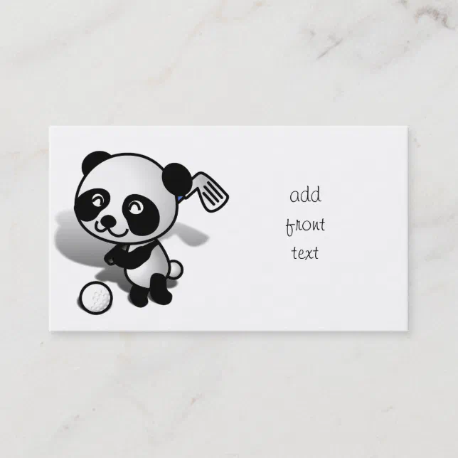 Cute Cartoon Baby Panda Bear Golfing Business Card | Zazzle