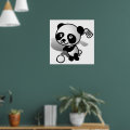 Cute Cartoon Baby Panda Bear Golfing Poster | Zazzle