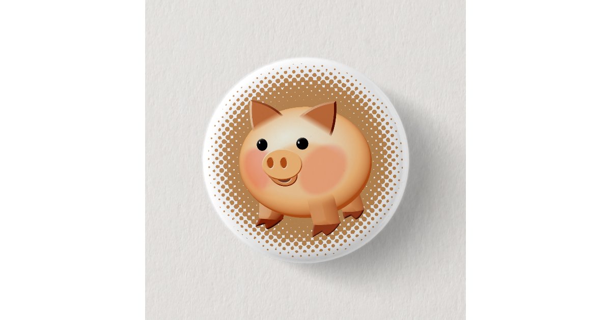 Cute Cartoon Baby Pig Button | Zazzle