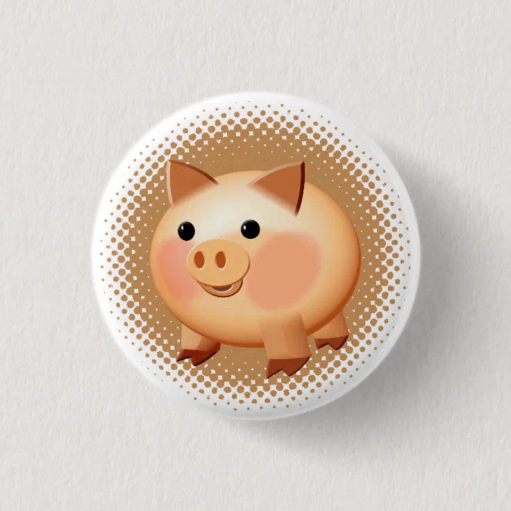 Cute Cartoon Baby Pig Button | Zazzle