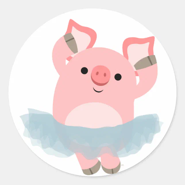 Cute Cartoon Ballerina Pig Sticker | Zazzle