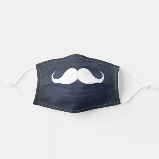 Cute cartoon beard on denim adult cloth face mask | Zazzle