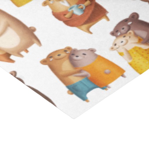 Cute Cartoon Bears on White Decoupage Tissue Paper | Zazzle