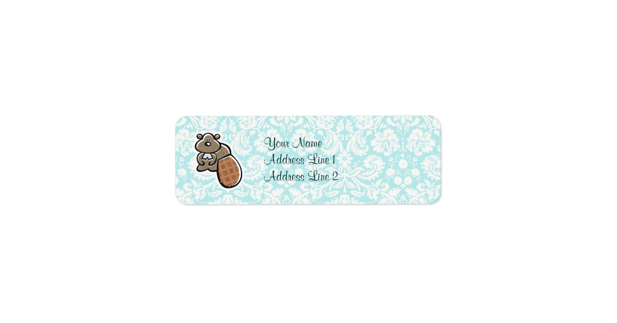 Cute Cartoon Beaver Label | Zazzle