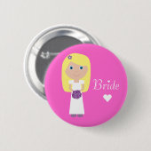 Cute Cartoon Bride Pinback Button | Zazzle
