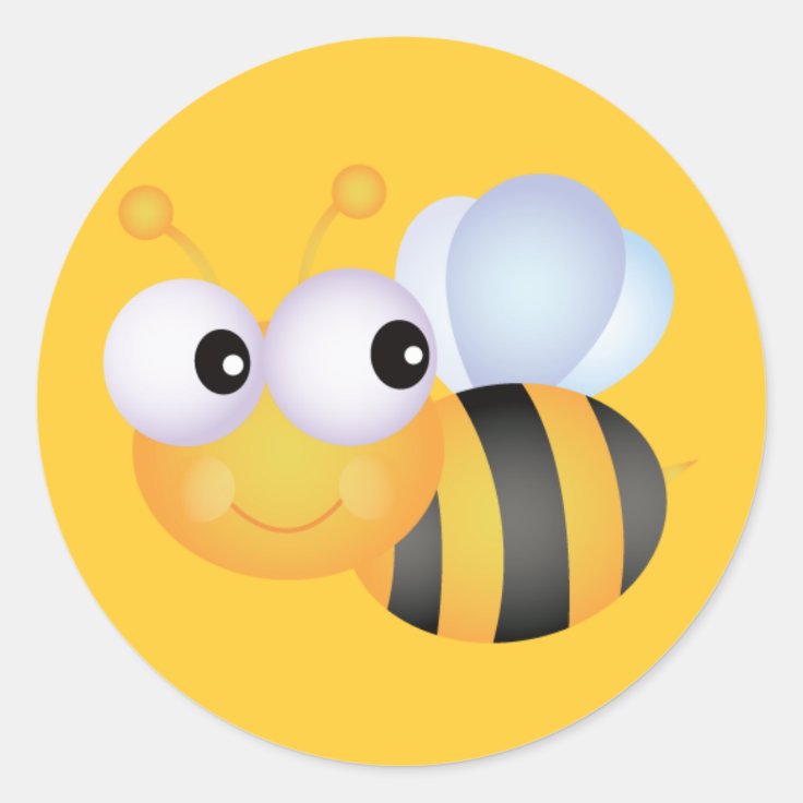 CUTE CARTOON BUMBLEBEE BEE HONEYBEE smiling orange Classic Round ...
