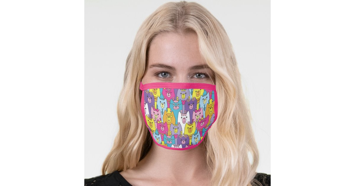 Cute Cartoon Cats Face Mask | Zazzle