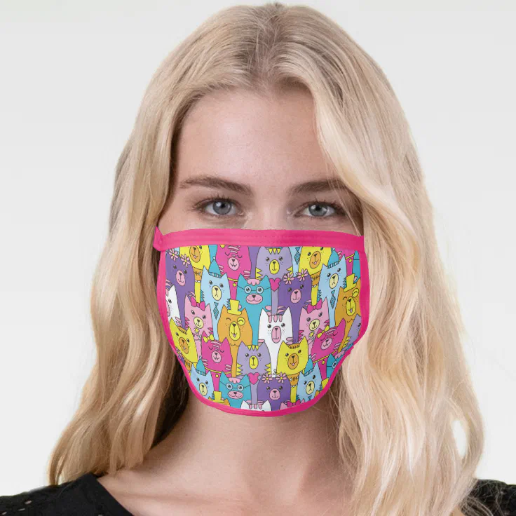 Cute Cartoon Cats Face Mask | Zazzle