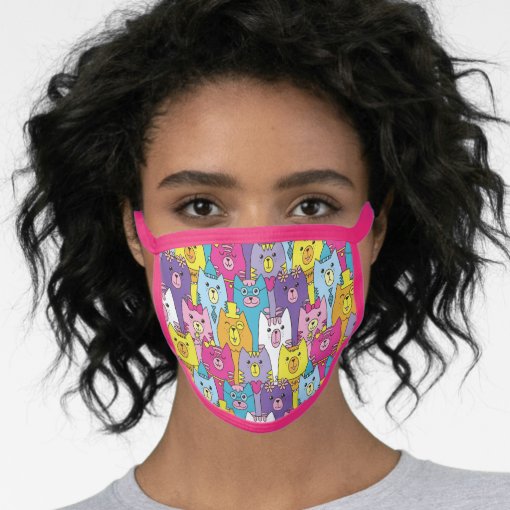 Cute Cartoon Cats Face Mask | Zazzle