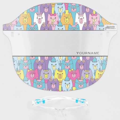 Cute Cartoon Cats Personalize Face Shield | Zazzle