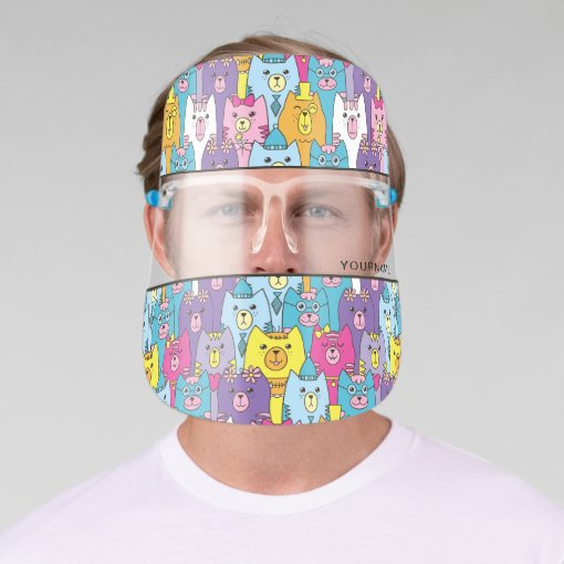 Cute Cartoon Cats Personalize Face Shield | Zazzle