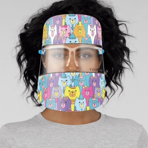 Cute Cartoon Cats Personalize Face Shield | Zazzle