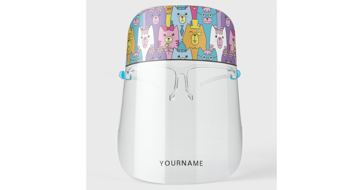 Cute Cartoon Cats Personalized Face Shield | Zazzle