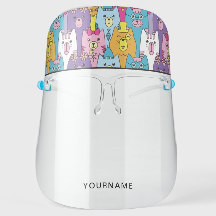 Cute Cartoon Cats Personalized Face Shield | Zazzle