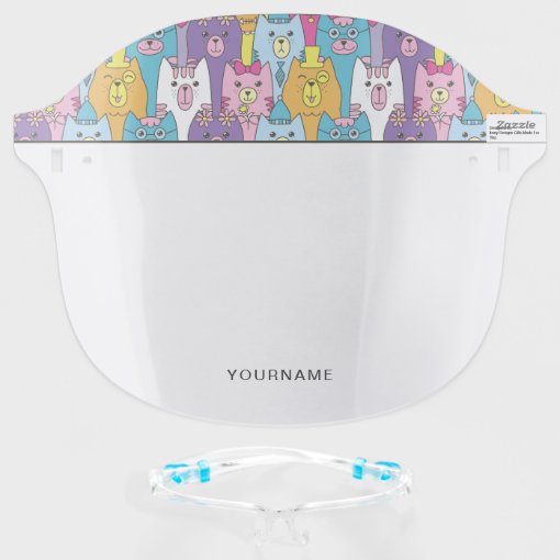 Cute Cartoon Cats Personalized Face Shield | Zazzle