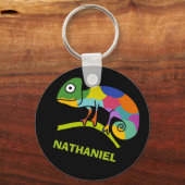 Cute, Cartoon Chameleon Personalized Keychain | Zazzle