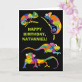 Cute Cartoon Chameleons Personalized Birthday Card | Zazzle