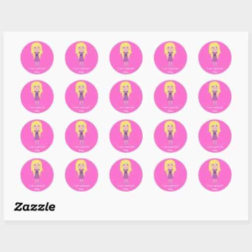 Cute Cartoon Character Good Girl Pink Stickers | Zazzle