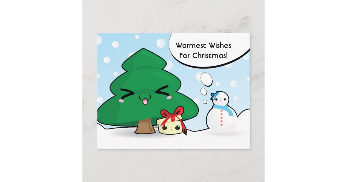 Cute cartoon characters Christmas card | Zazzle