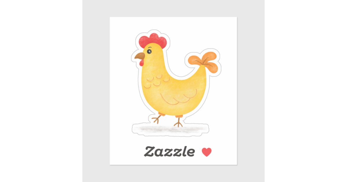 Cute Cartoon Chicken Walking Sticker | Zazzle