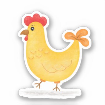 Cute Cartoon Chicken Walking Sticker | Zazzle