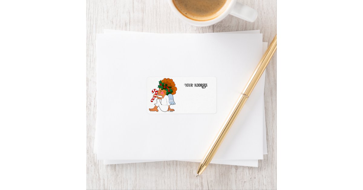 Cute Cartoon Christmas Angel Address Label | Zazzle
