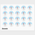 Cute Cartoon Christmas Snow Bunny Classic Round Sticker | Zazzle