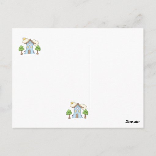 Cute Cartoon Country House Tree Scene Postcard | Zazzle
