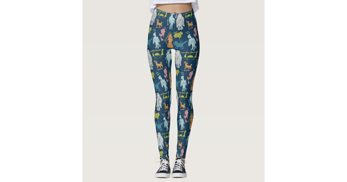 Cute Cartoon Cryptids Cryptozoology Guide Leggings | Zazzle
