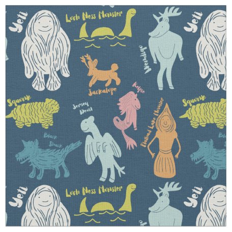 Cartoon Cryptids Cryptozoology ID Guide Fabric | Zazzle