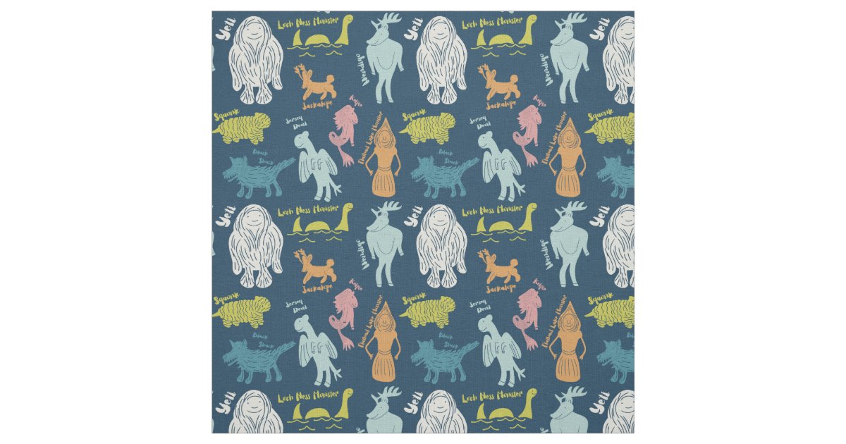 Cute Cartoon Cryptids ID Guide Fabric | Zazzle
