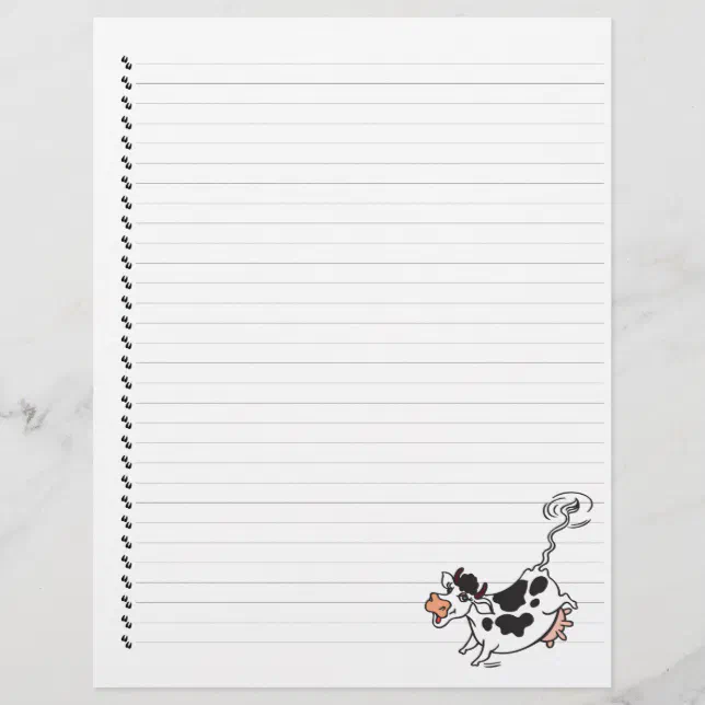 Cute Cartoon Dairy Cow Lined Pet Letterhead | Zazzle