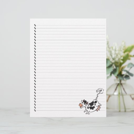 Cute Cartoon Dairy Cow Lined Pet Letterhead | Zazzle
