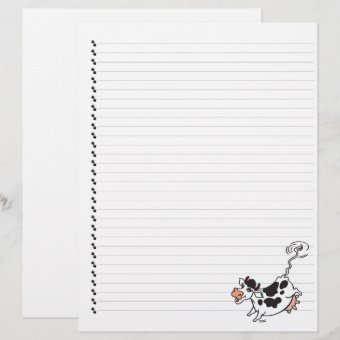 Cute Cartoon Dairy Cow Lined Pet Letterhead | Zazzle